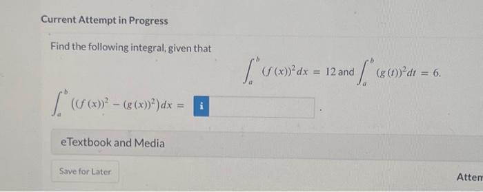 Solved Current Attempt in Progress Find the following | Chegg.com