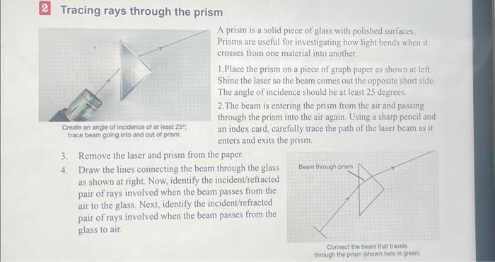 Solved 2 Tracing rays through the prism LAS Create an angle | Chegg.com