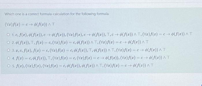 Solved Which one is a correct formula-calculation for the | Chegg.com