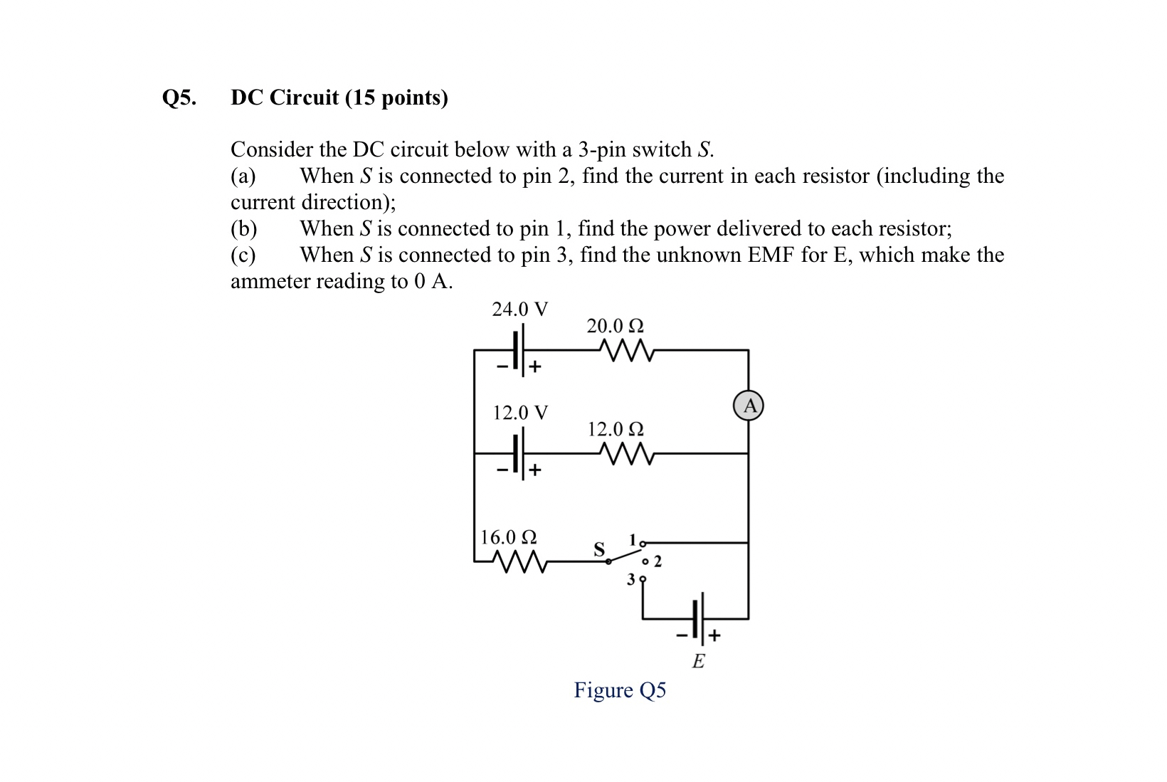 Solved Q5. ﻿DC Circuit (15 ﻿points)Consider the DC circuit | Chegg.com