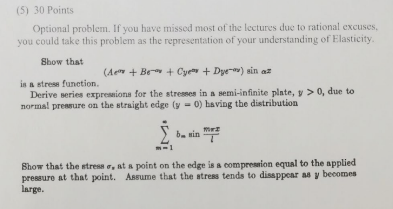 Solved (5) 30 Points Optional problem. If you have missed | Chegg.com