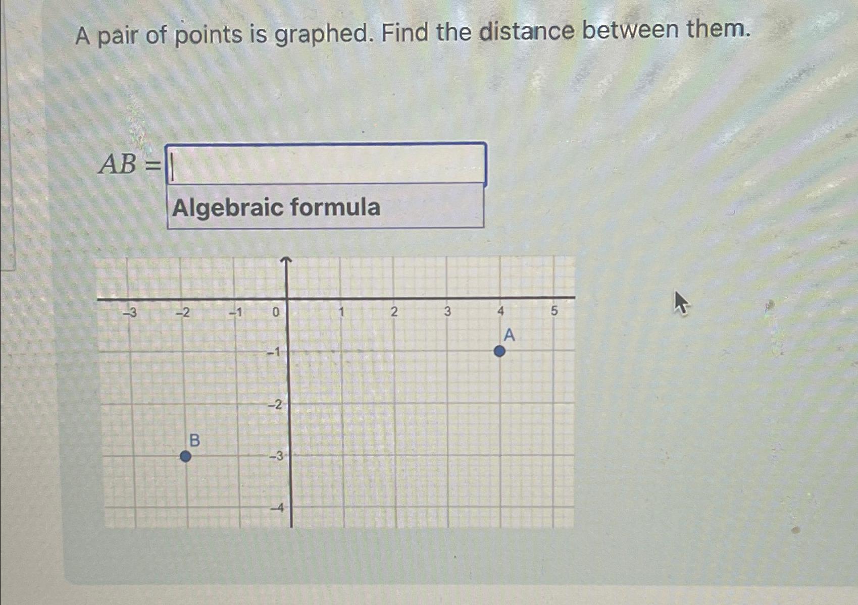 Solved A pair of points is graphed. Find the distance | Chegg.com