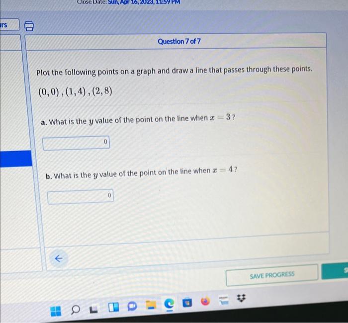 Solved Plot the following points on a graph and draw a line | Chegg.com