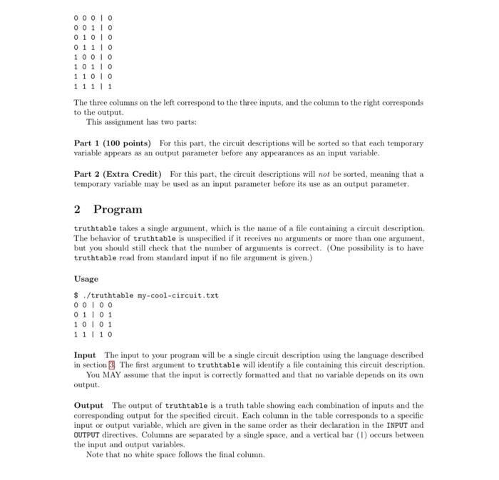 1 Overview You will write a program truthtable that | Chegg.com