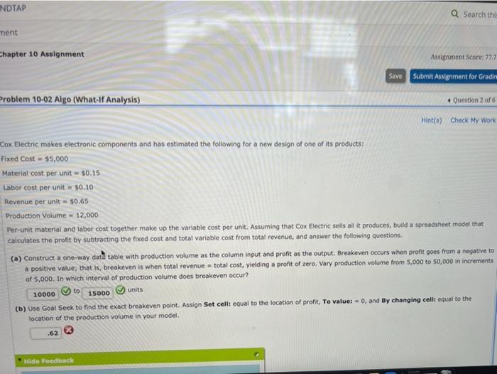 Solved NDTAP Q Search the ment Chapter 10 Assignment | Chegg.com