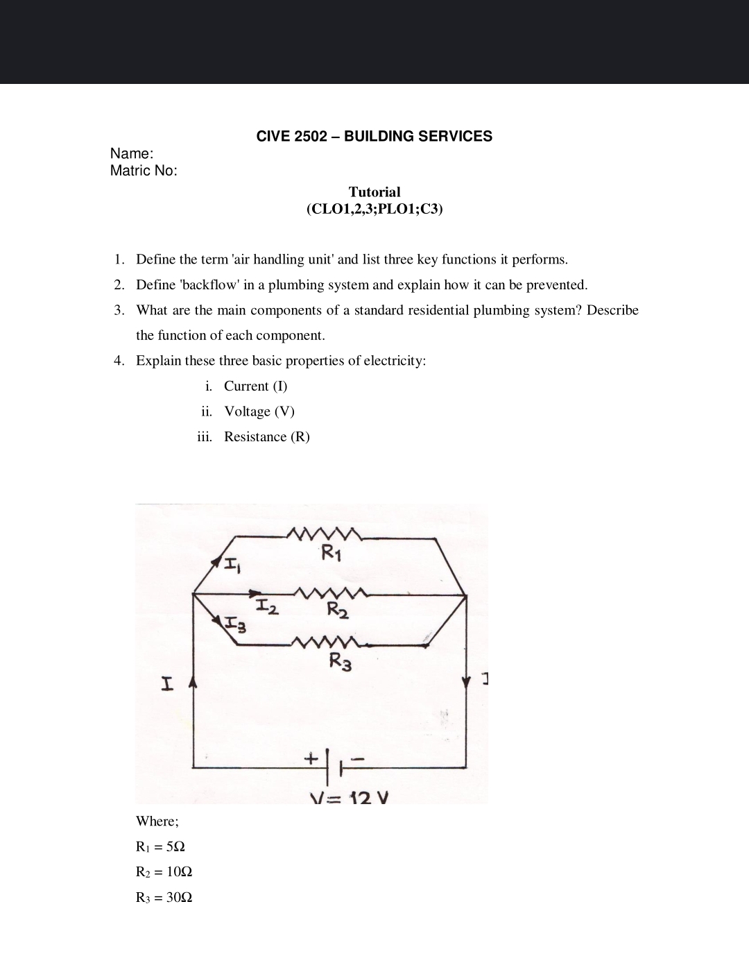 Solved Matric No:Tutorial(CLO1,2,3;PLO1;C3)Define the term | Chegg.com