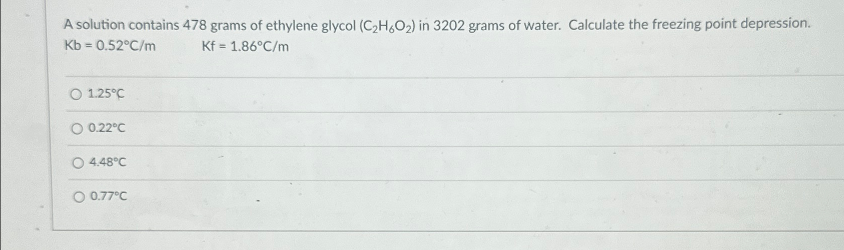 Solved A solution contains 478 ﻿grams of ethylene glycol | Chegg.com