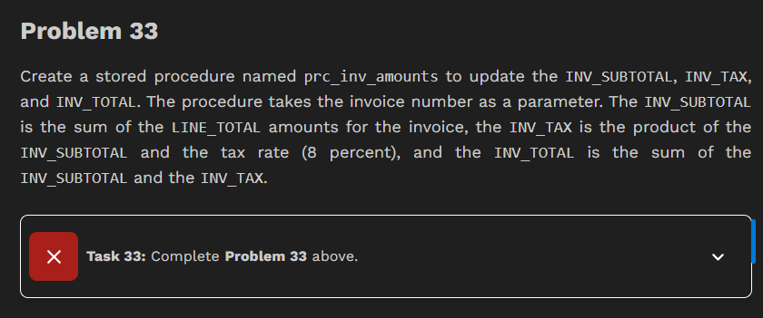 Solved Problem 33Create a stored procedure named | Chegg.com