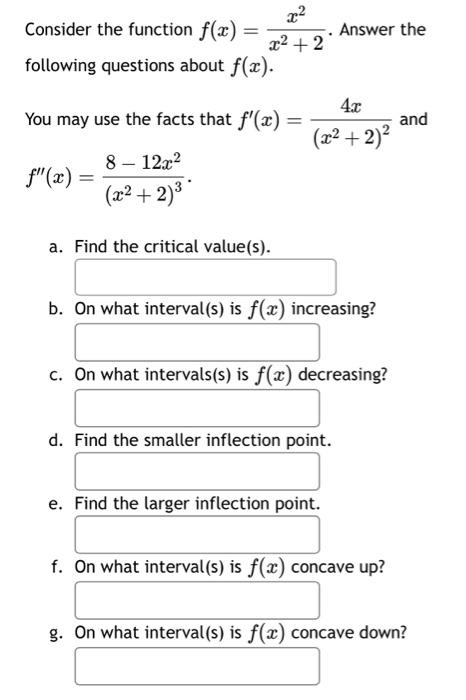 Solved Consider the function f(x)=x2+2x2. Answer th | Chegg.com