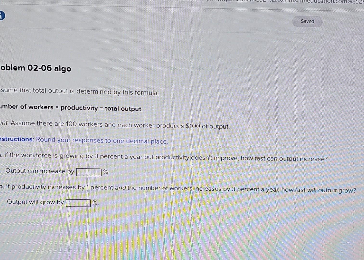 Solved sume that total output is determined by this formula: | Chegg.com