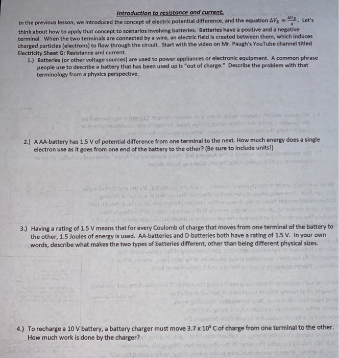 Solved Q Introduction to resistance and current. In the | Chegg.com