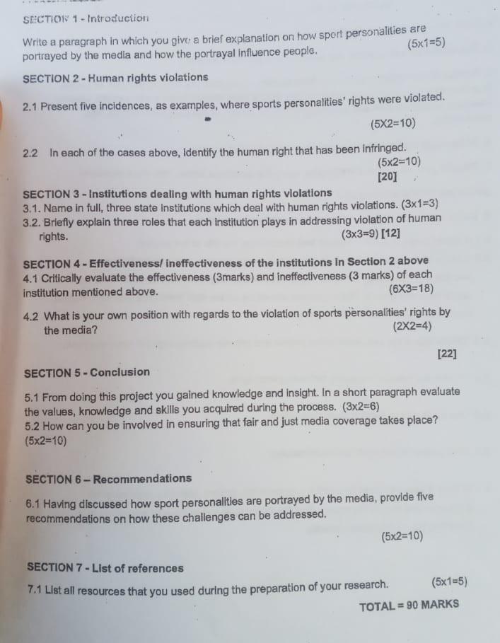 SECTION 1 - Introduction Write a paragraph in which | Chegg.com