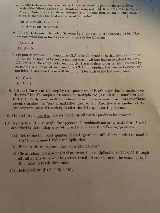 5. (10 pts) Determine the actual delay in d | Chegg.com