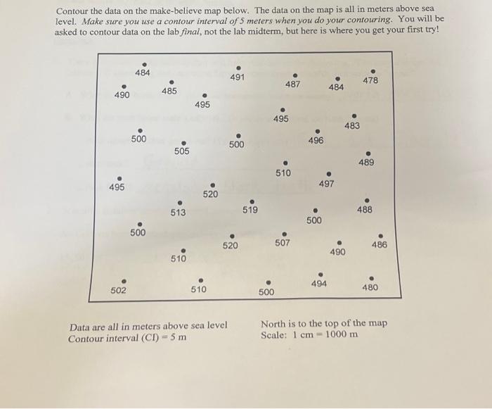 Solved Contour the data on the make-believe map below. The | Chegg.com