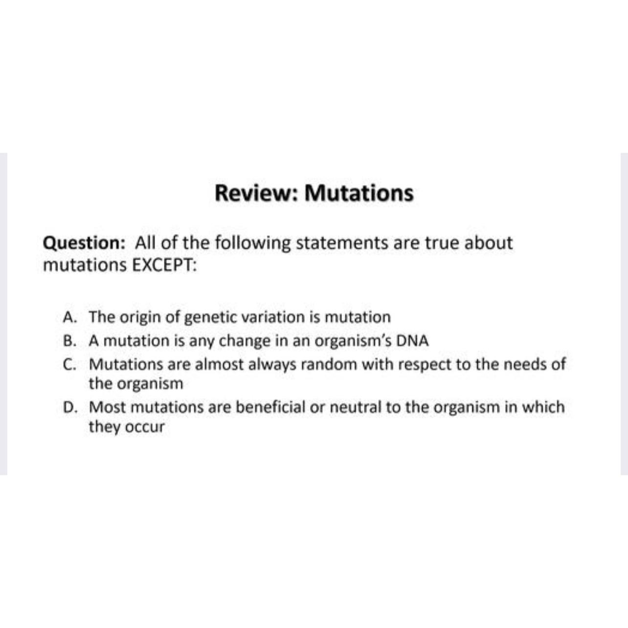Solved Review: MutationsQuestion: All of the following | Chegg.com