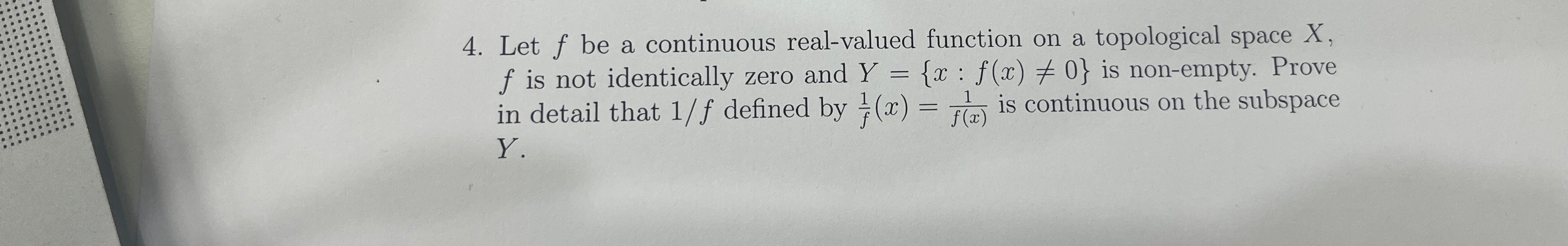 Solved Let f ﻿be a continuous real-valued function on a | Chegg.com