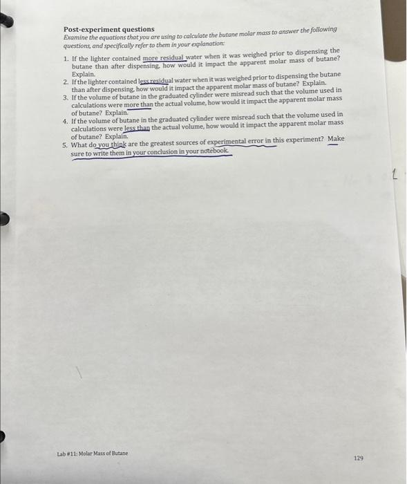 Solved Post-experiment questions Examine the equations that | Chegg.com