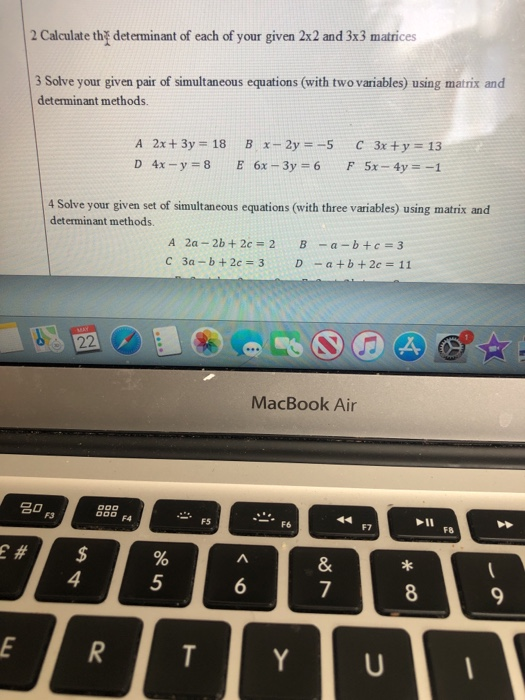 Solved 2 Calculate thč determinant of each of your given 2x2 | Chegg.com