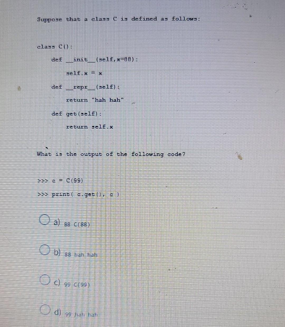 Solved Suppose that a class C is defined as follows: class | Chegg.com