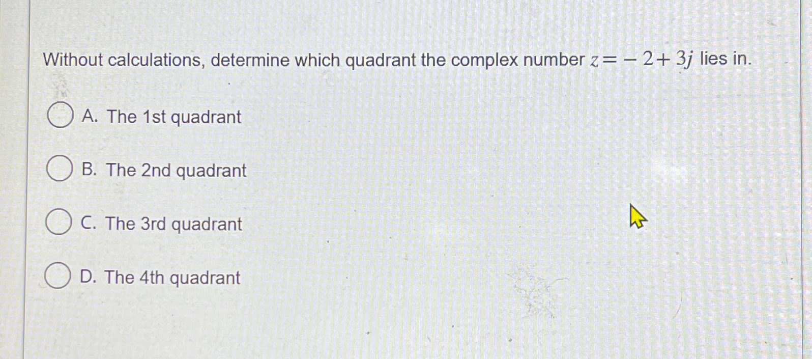 Solved Without calculations, determine which quadrant the | Chegg.com