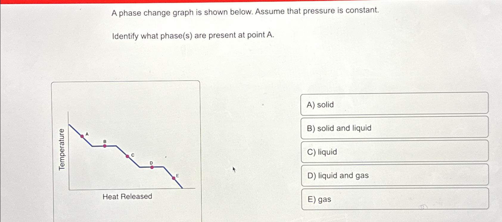 Solved A phase change graph is shown below. Assume that | Chegg.com