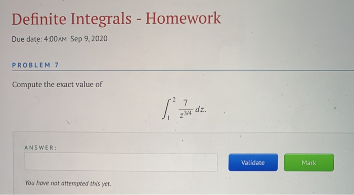Solved Definite Integrals - Homework Due date: 4:00 AM Sep | Chegg.com