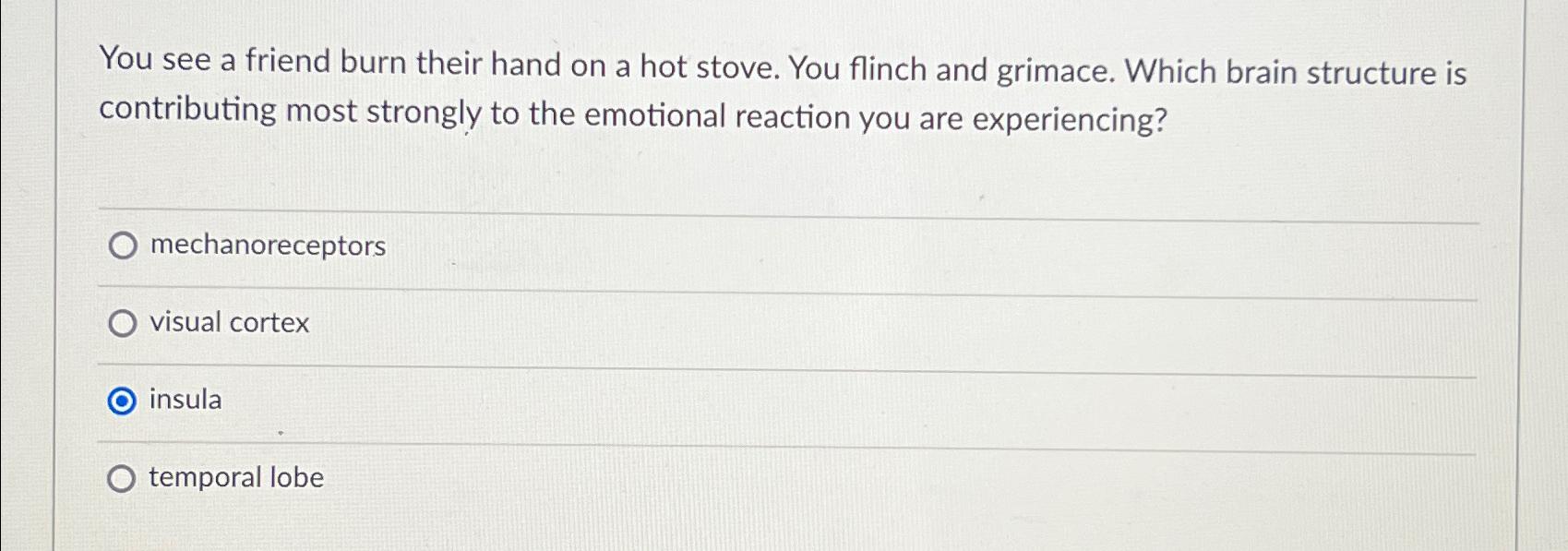 You see a friend burn their hand on a hot stove. You | Chegg.com