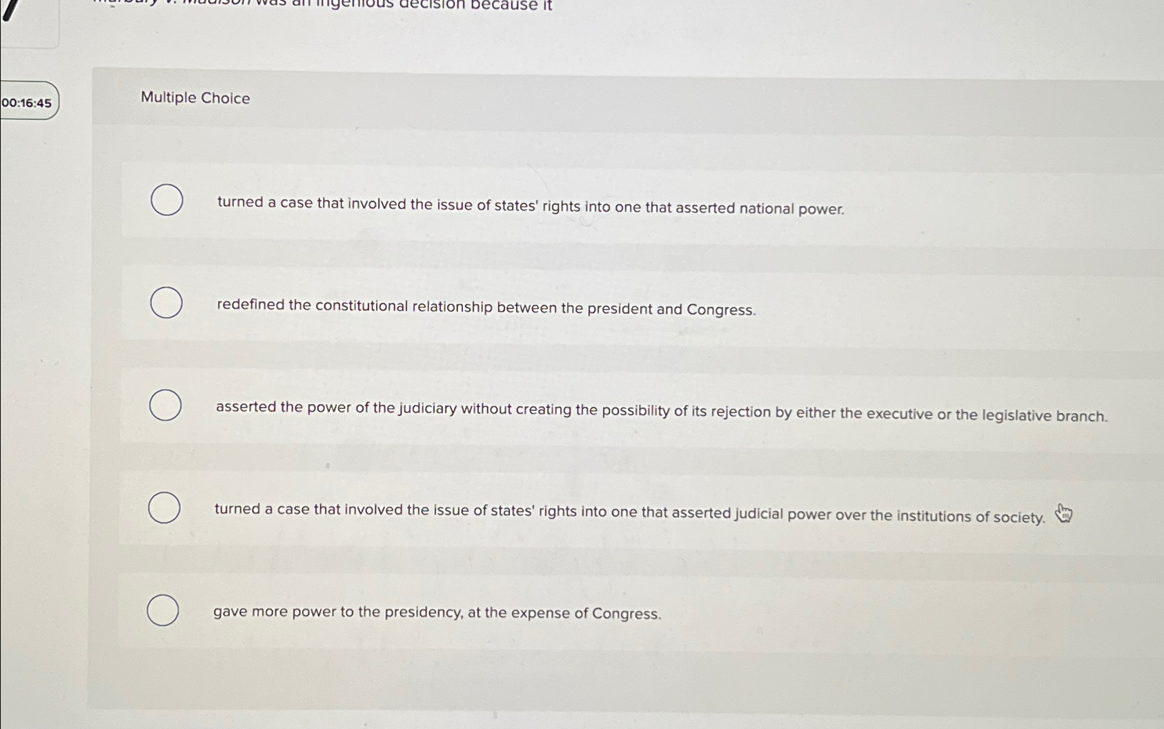 Solved Multiple Choiceturned a case that involved the issue | Chegg.com
