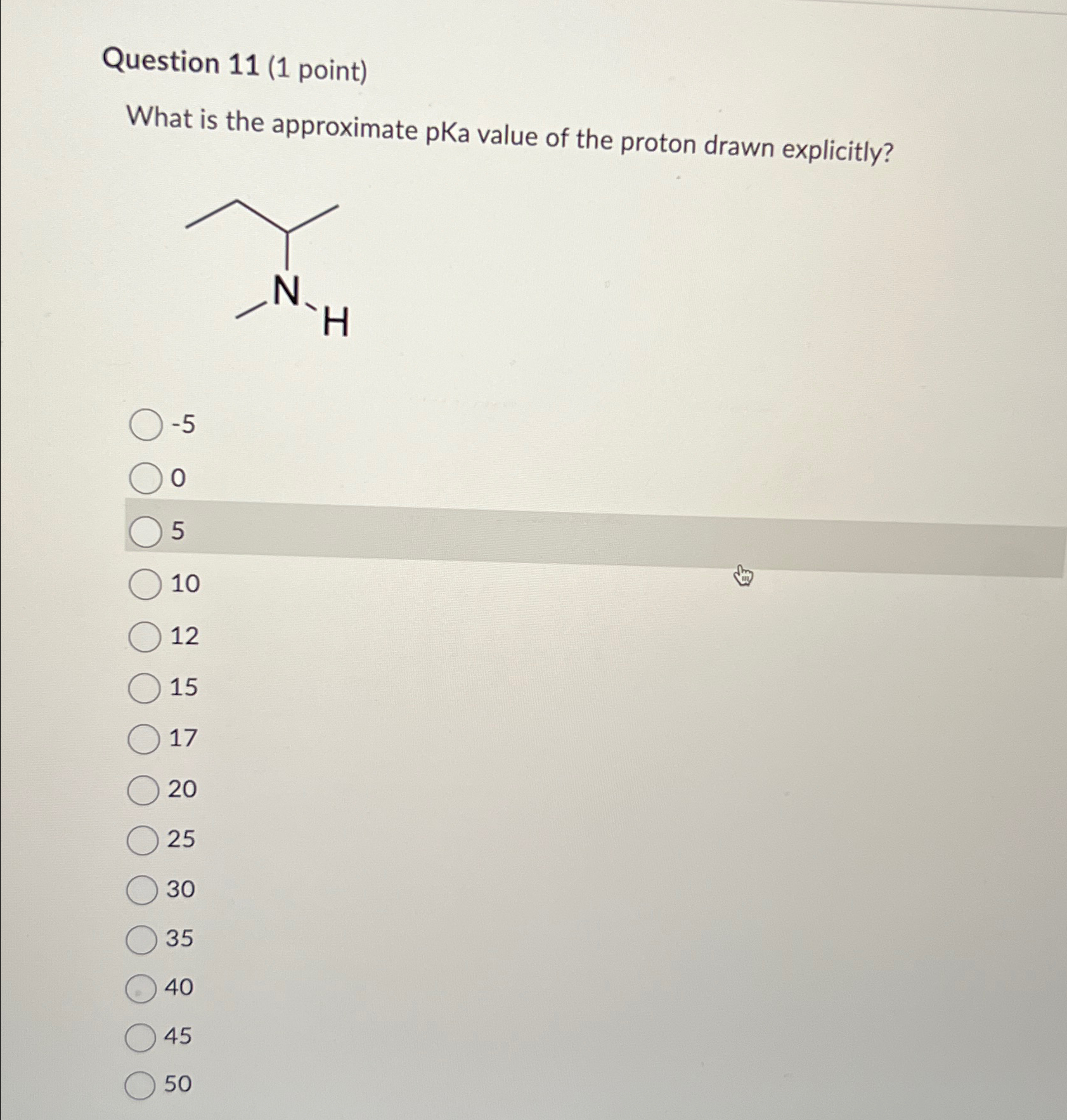 Solved Question 11 (1 ﻿point)What is the approximate pKa | Chegg.com