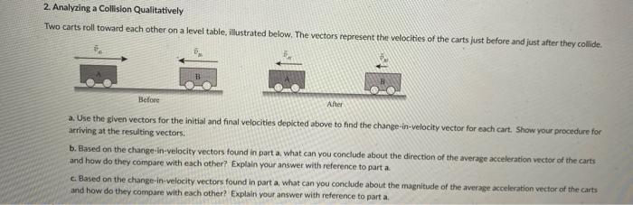 Solved 2. Analyzing a Collision Qualitatively Two carts roll | Chegg.com