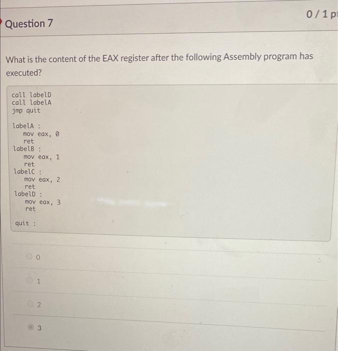 Solved t Question 9 What is the content of the EAX register | Chegg.com