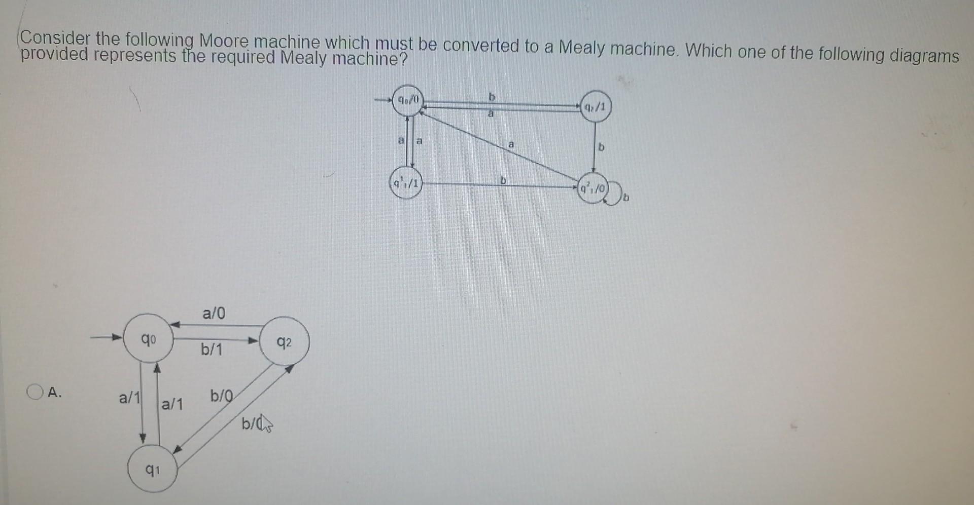 Solved Consider the following Moore machine which must be | Chegg.com