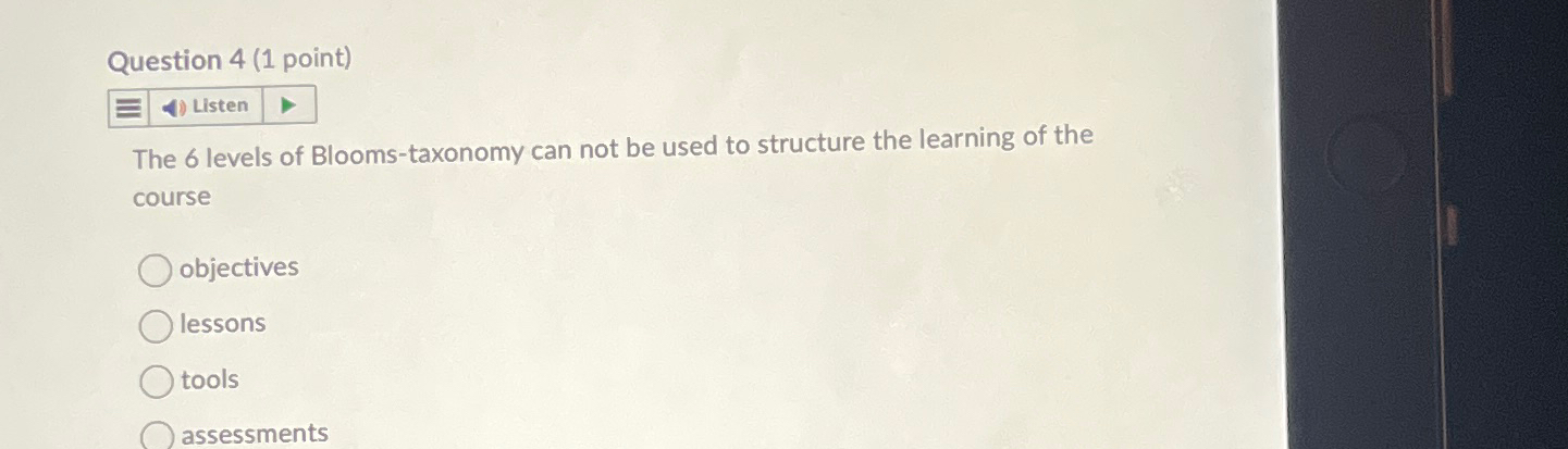 Solved Question 4 (1 ﻿point)ListenThe 6 ﻿levels of | Chegg.com