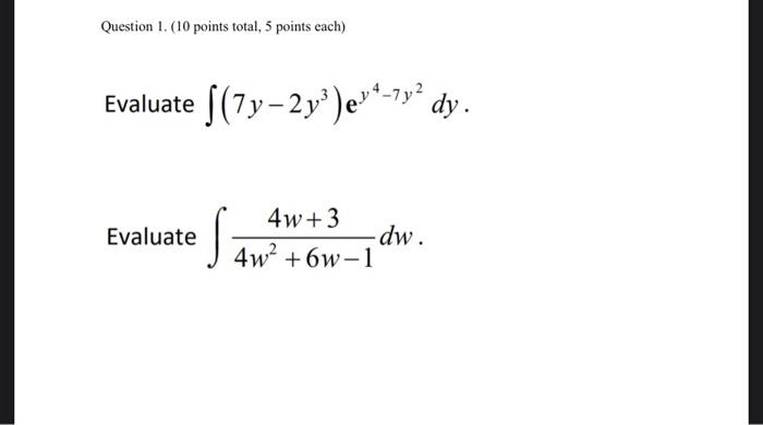 Solved Question 1. (10 points total, 5 points each) Evaluate | Chegg.com