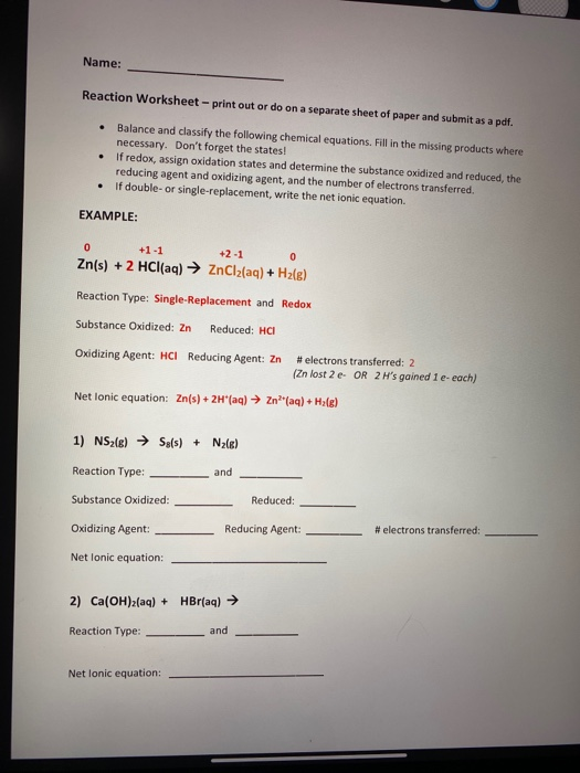 Net Ionic Equations Worksheet Pdf With Answers - Tessshebaylo