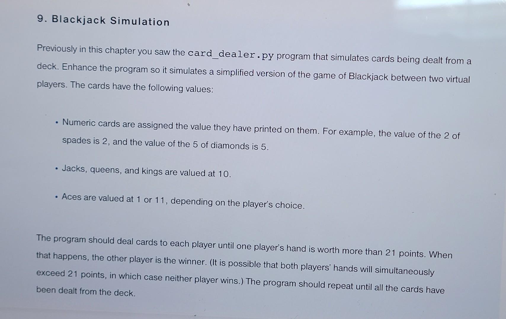 Solved Previously in this chapter you saw the card_dealer.py | Chegg.com