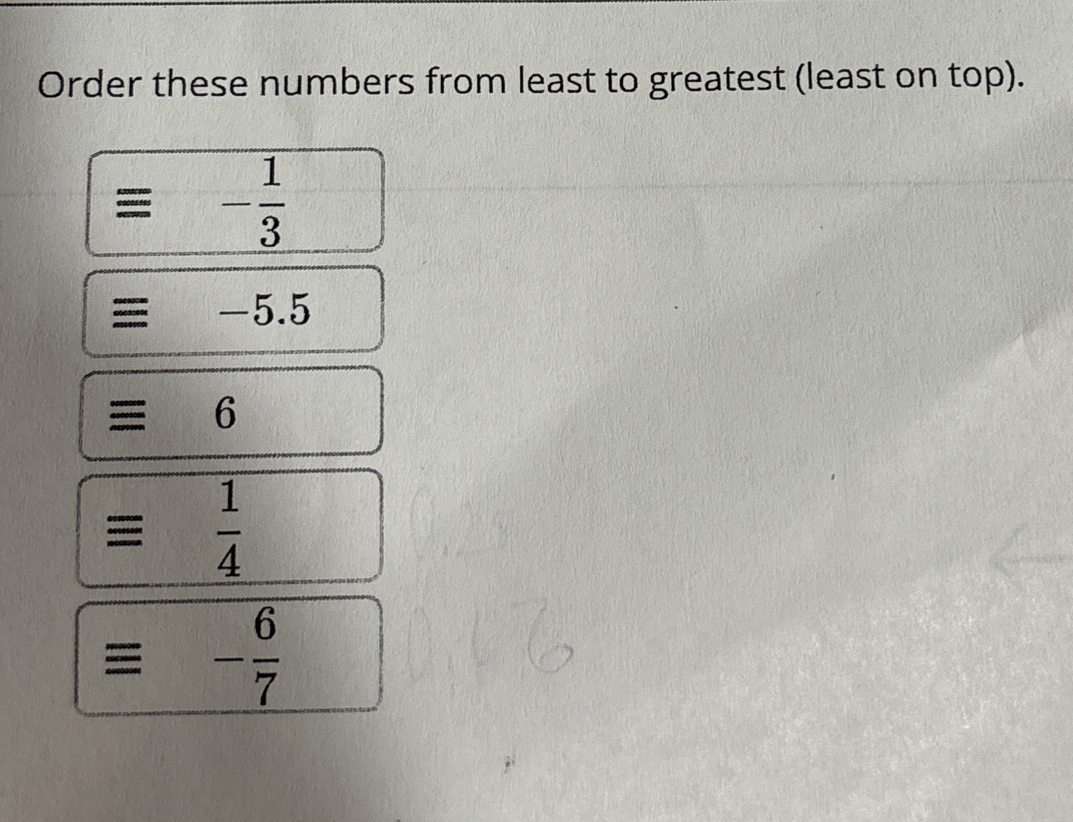 Solved Order these numbers from least to greatest (least on | Chegg.com