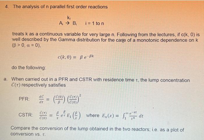 4. The analysis of n parallel first order reactions | Chegg.com