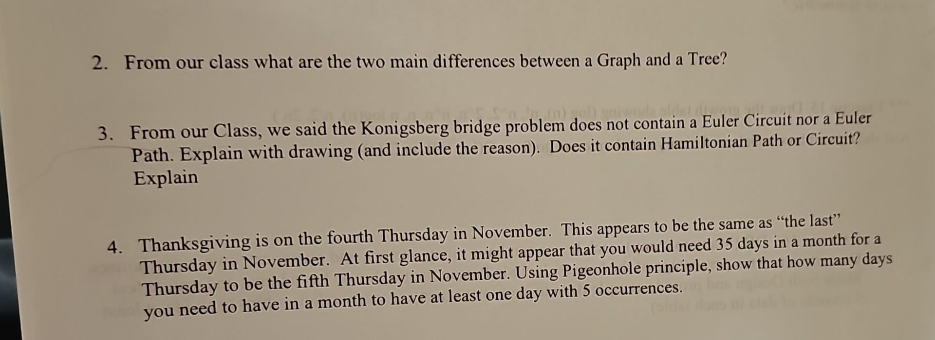 Solved 2. From our class what are the two main differences | Chegg.com