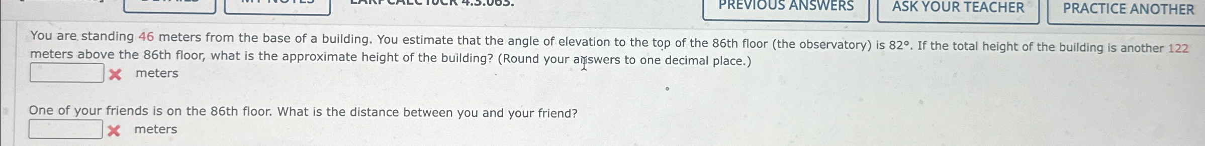 Solved You are standing 46 ﻿meters from the base of a | Chegg.com
