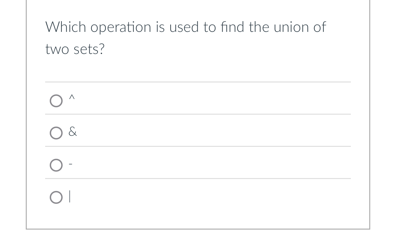 Solved Which operation is used to find the union of two | Chegg.com