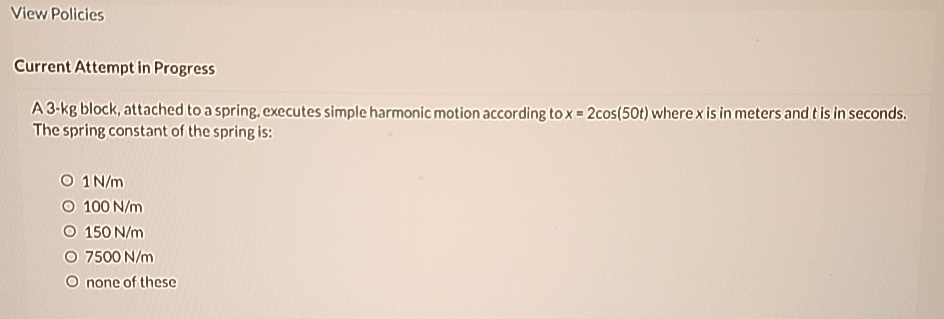 Solved View PoliciesCurrent Attempt in ProgressA 3-kg | Chegg.com