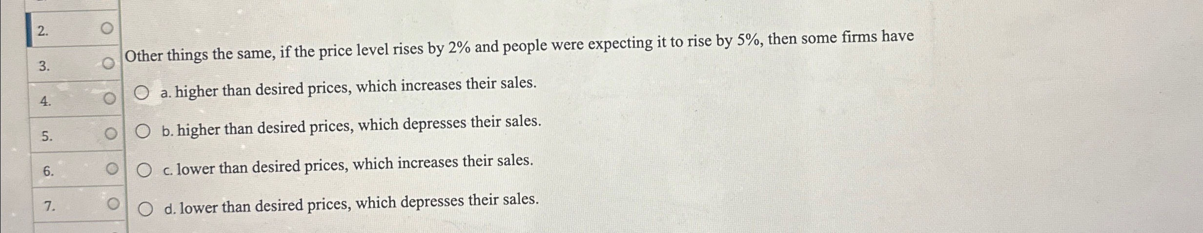 Solved Other things the same, if the price level rises by 2% | Chegg.com
