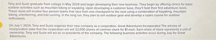 December 1 Tony and Suzie decide to hold the | Chegg.com