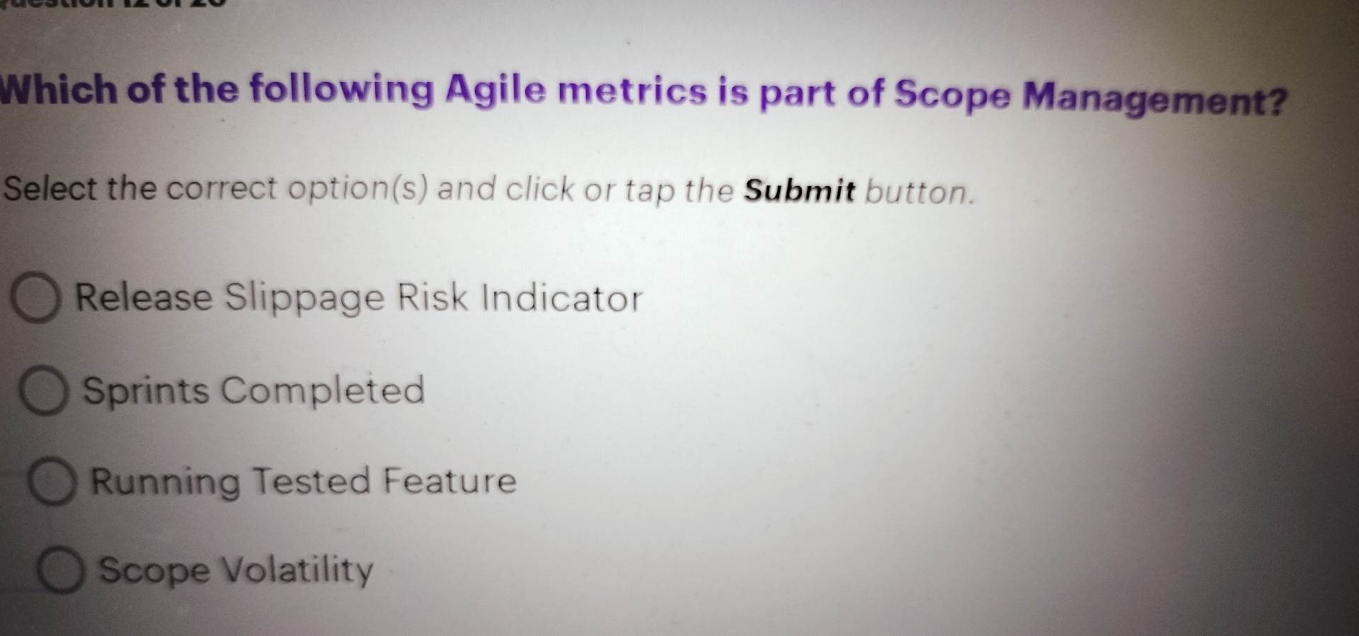 Solved Which of the following Agile metrics is part of Scope | Chegg.com