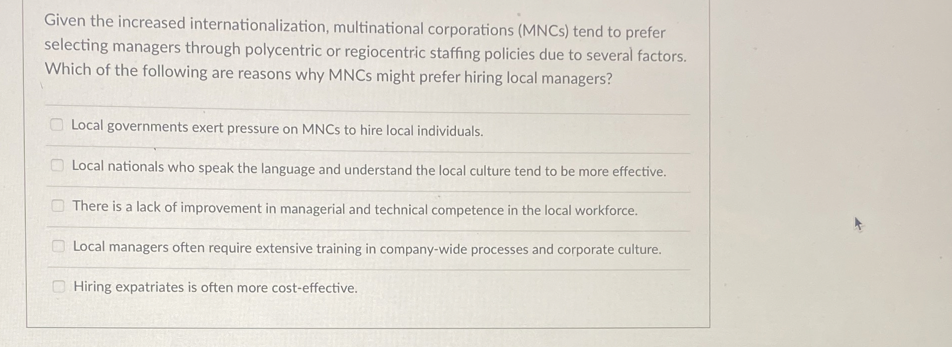Solved Given the increased internationalization, | Chegg.com