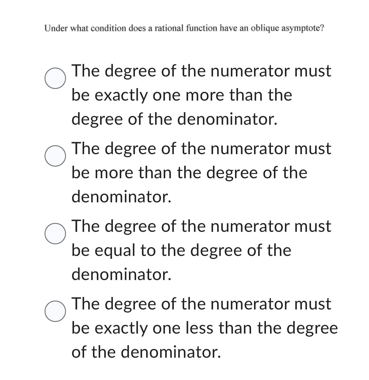 Solved Under what condition does a rational function have an | Chegg.com