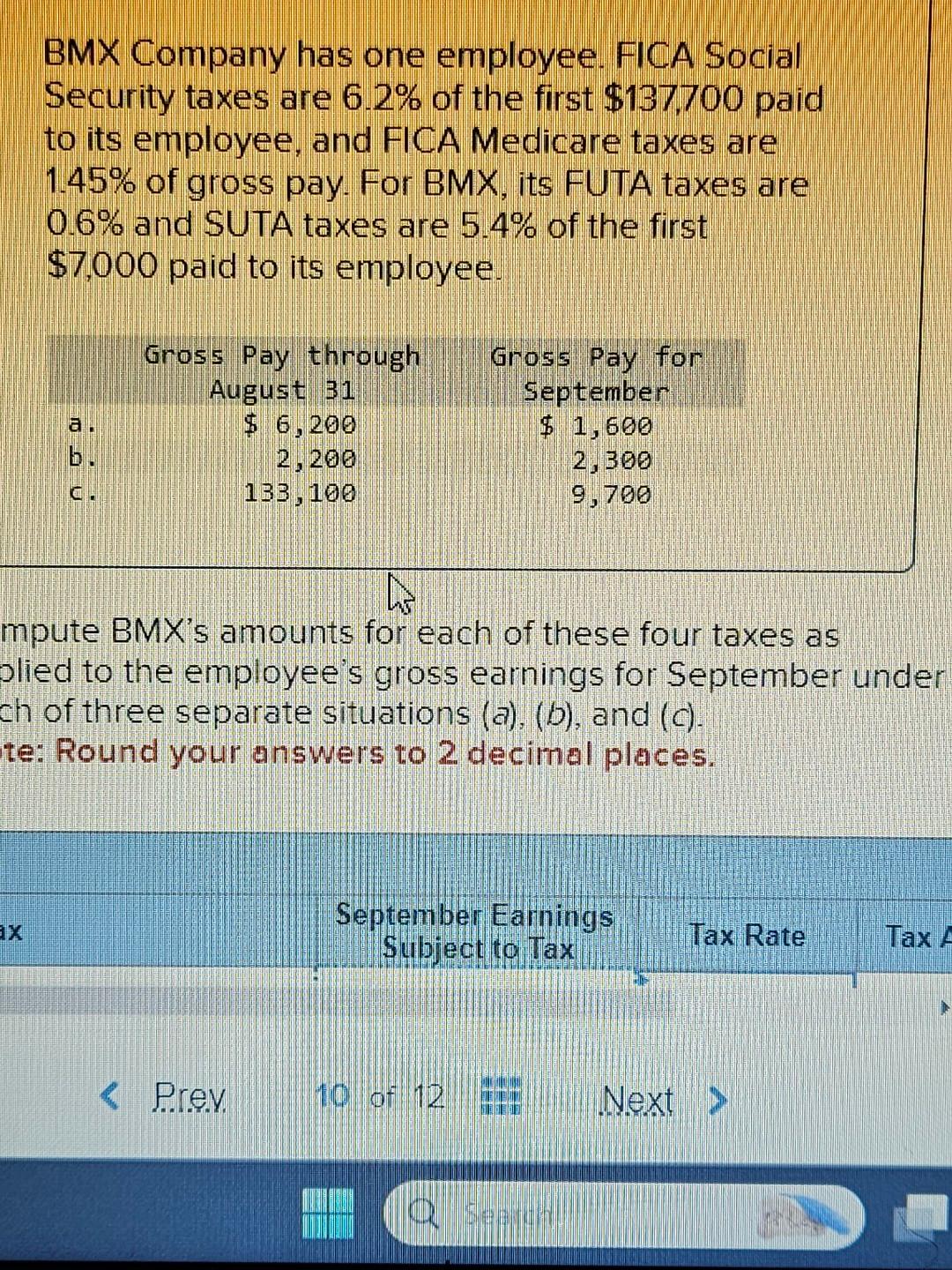 Solved BMX Company has one employee. FICA Social Security | Chegg.com