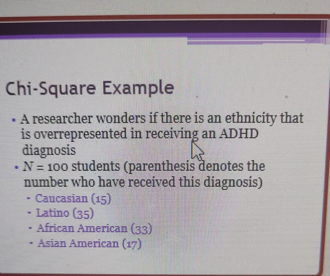 Solved Chi-Square Example - A researcher wonders if there is | Chegg.com