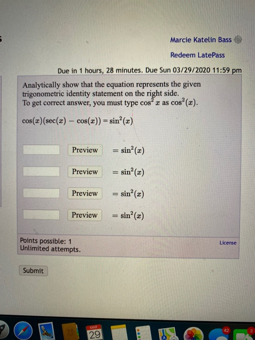 Solved Marcie Katelin Bass Redeem LatePass Due in 1 hours, | Chegg.com